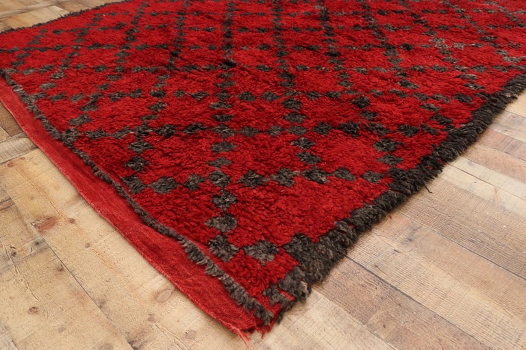 Vintage Berber Red Moroccan Rug with Mid-Century Modern Style For Sale ...