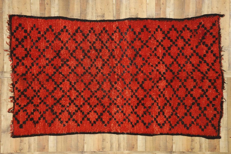 Vintage Berber Red Moroccan Rug with Mid-Century Modern Style For Sale ...