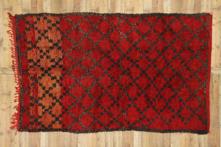 Vintage Berber Red Moroccan Rug with Mid-Century Modern Style For Sale ...