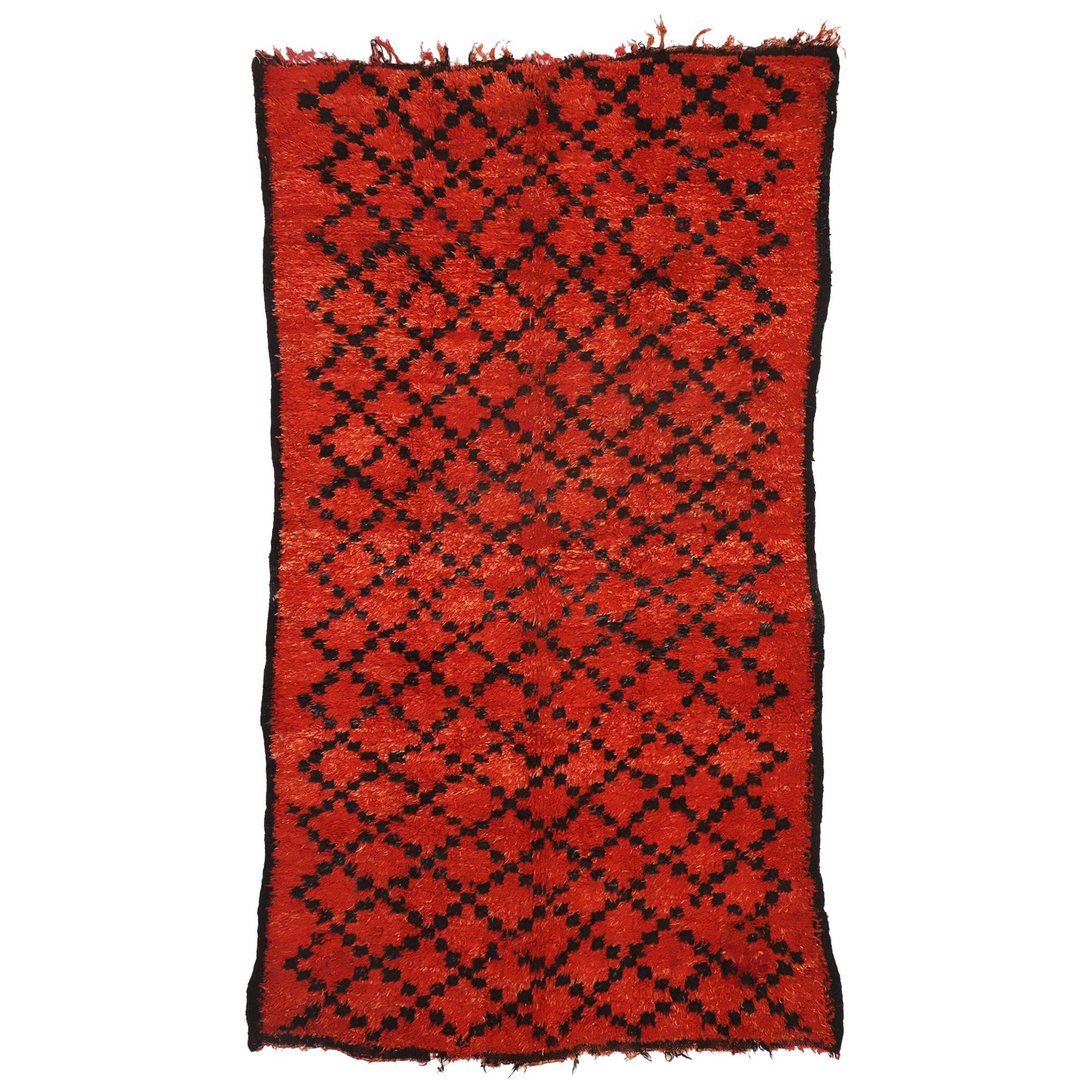 Vintage Berber Red Moroccan Rug with Mid-Century Modern Style For Sale ...