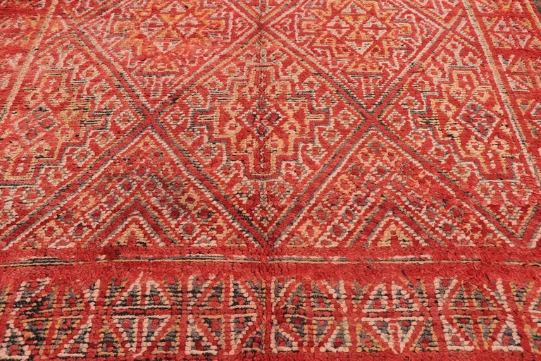 Vintage Berber Red Moroccan Rug with Tribal Style For Sale at 1stDibs