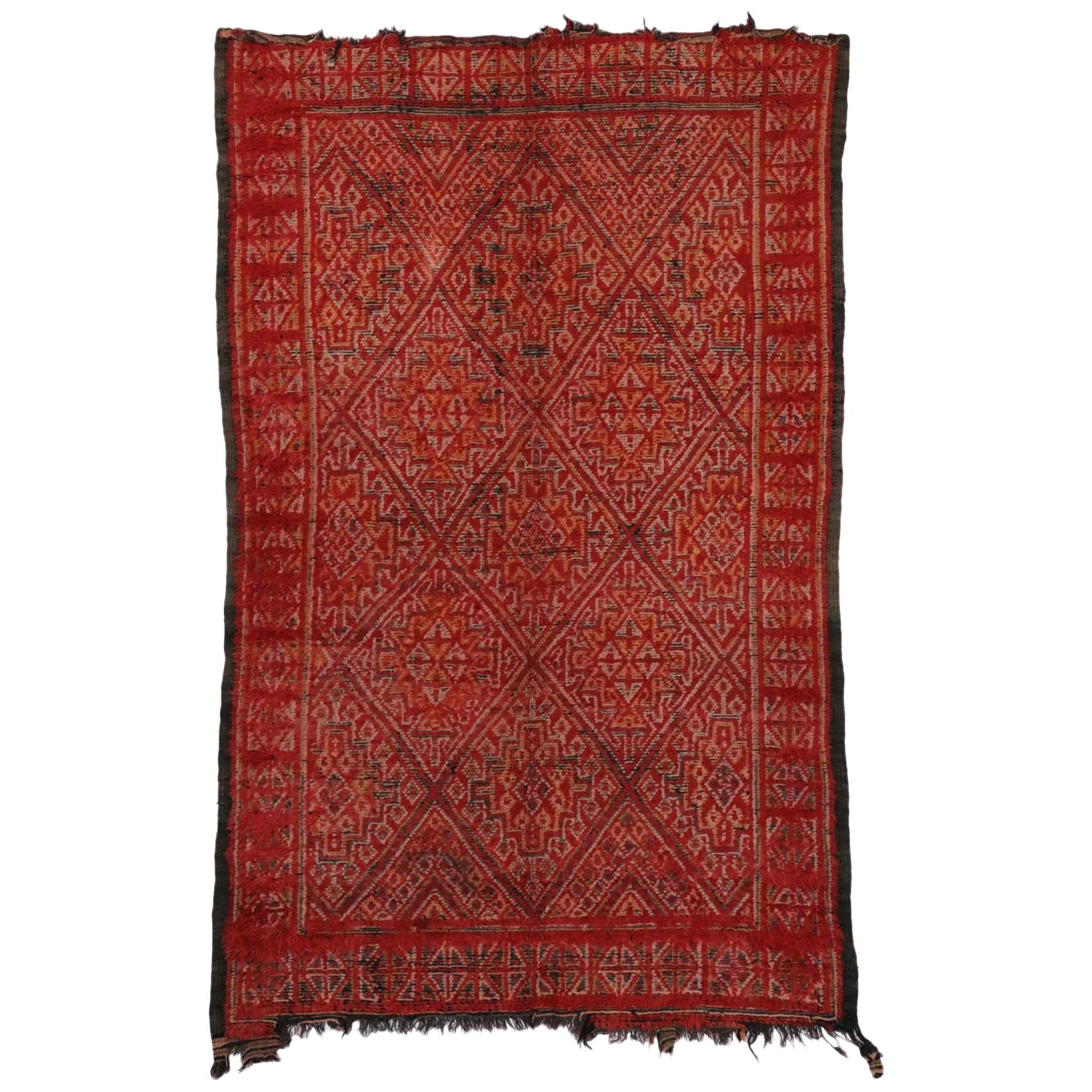 Vintage Berber Moroccan Rug with Modern Tribal Style, Red Moroccan Rug ...