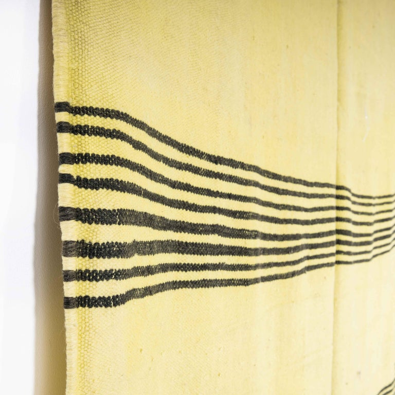 Vintage Berber Washed Yellow Solid Hanbel Rug For Sale at 1stDibs