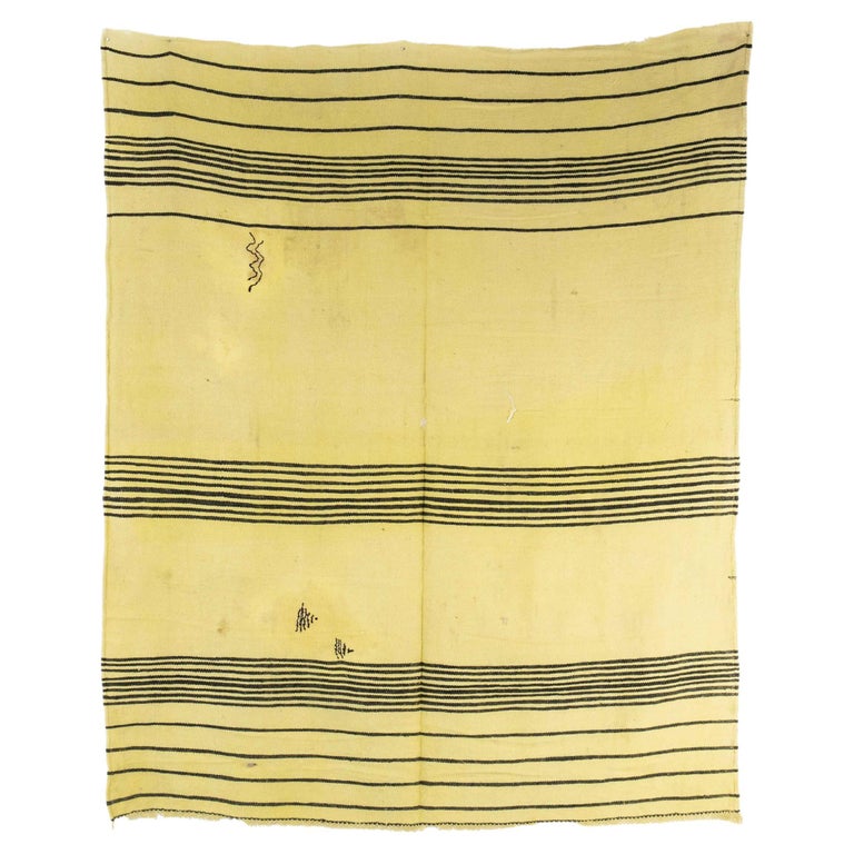 Vintage Berber Washed Yellow Solid Hanbel Rug For Sale at 1stDibs