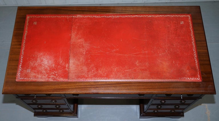 Vintage Bevan Funnell Twin Pedestal Partner Desk Oxblood Leather ...