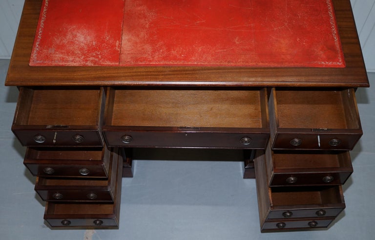Vintage Bevan Funnell Twin Pedestal Partner Desk Oxblood Leather ...