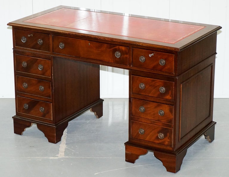 Vintage Bevan Funnell Twin Pedestal Partner Desk Oxblood Leather ...