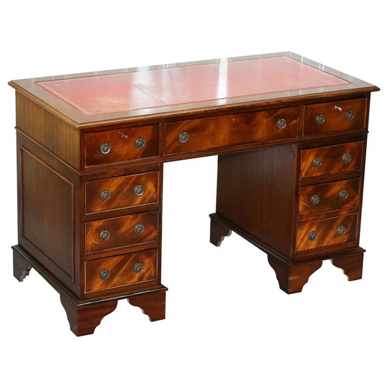 Vintage Bevan Funnell Twin Pedestal Partner Desk Oxblood Leather ...