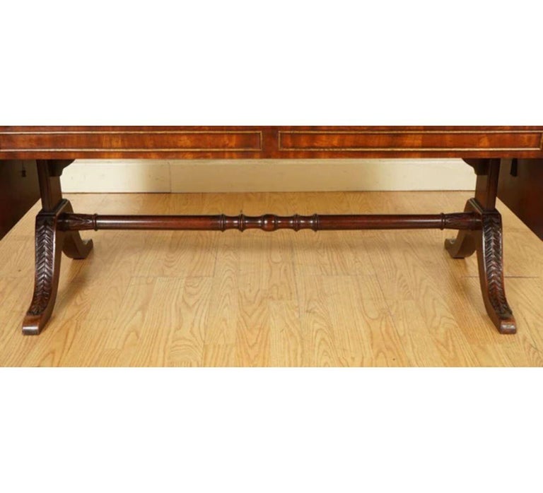 Vintage Bevan Funnell Extending Coffee Table with Leather Top Carved ...