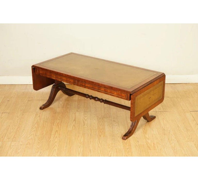 Vintage Bevan Funnell Extending Coffee Table with Leather Top Carved ...