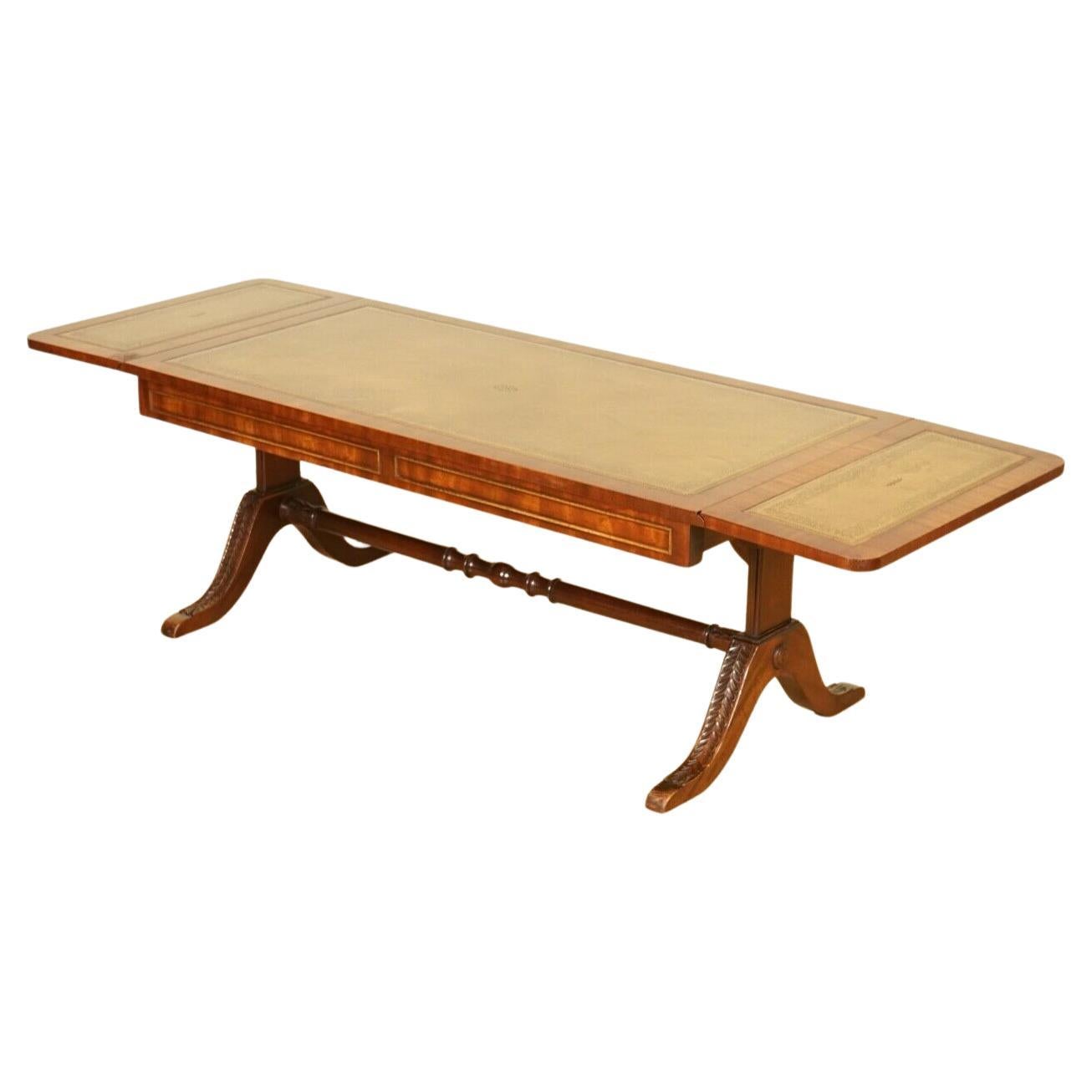 Wooden Coffee Wing Table with Drawers on the Side For Sale at 1stDibs