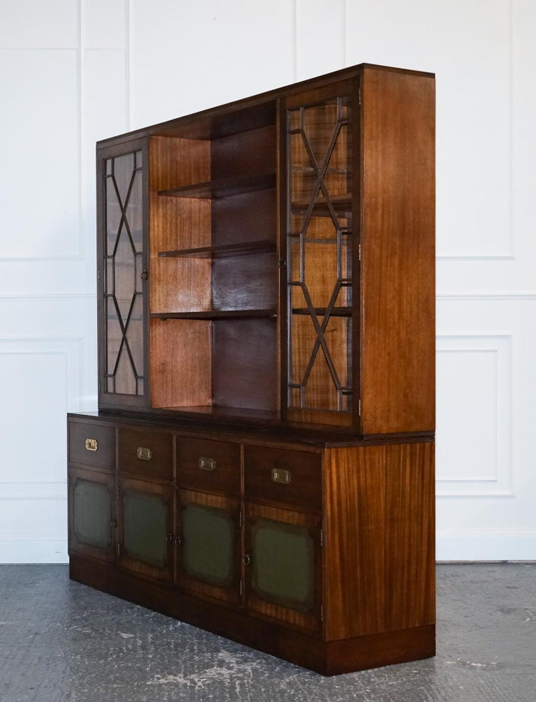 Vintage Bevan Funnell Military Campaign Bookcase with Embossed Leather ...