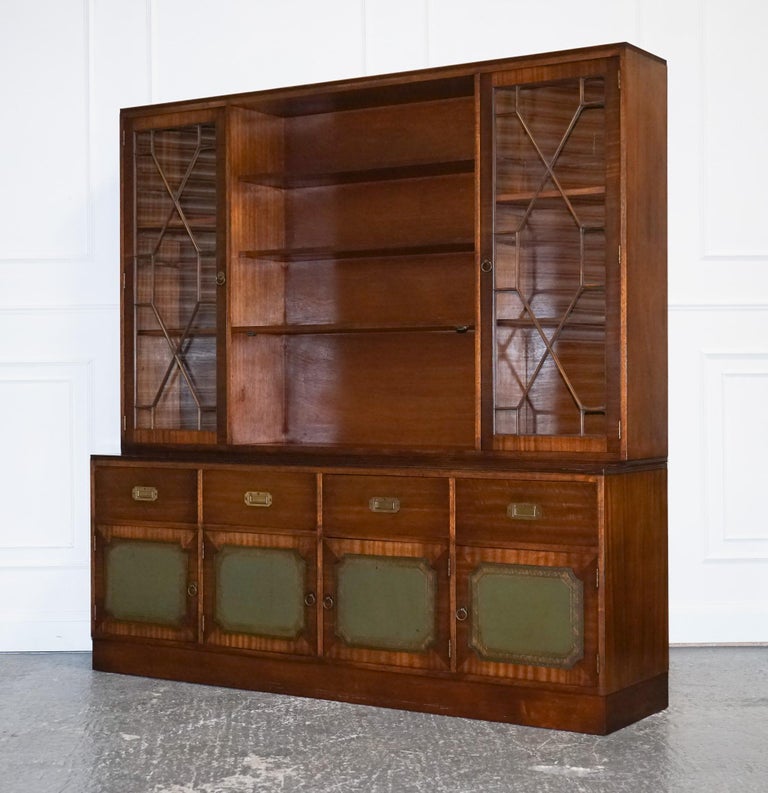 Vintage Bevan Funnell Military Campaign Bookcase with Embossed Leather ...