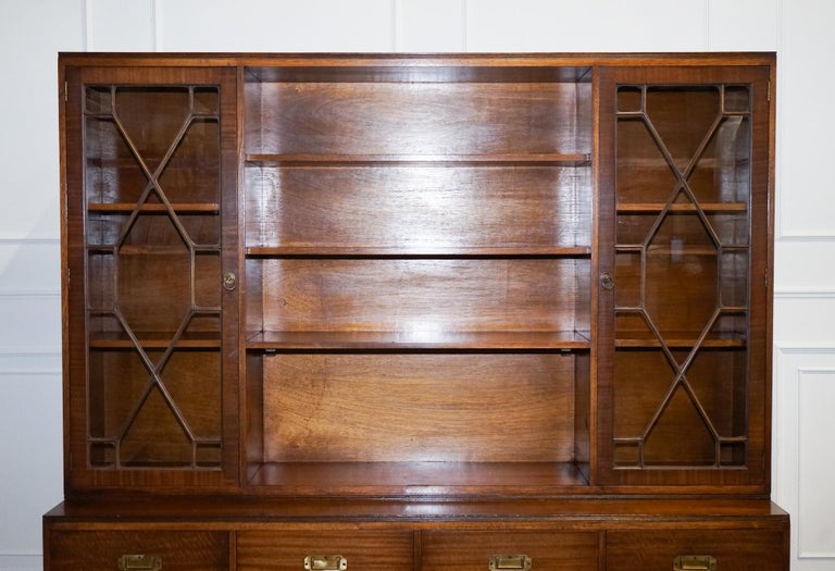 Vintage Bevan Funnell Military Campaign Bookcase with Embossed Leather ...