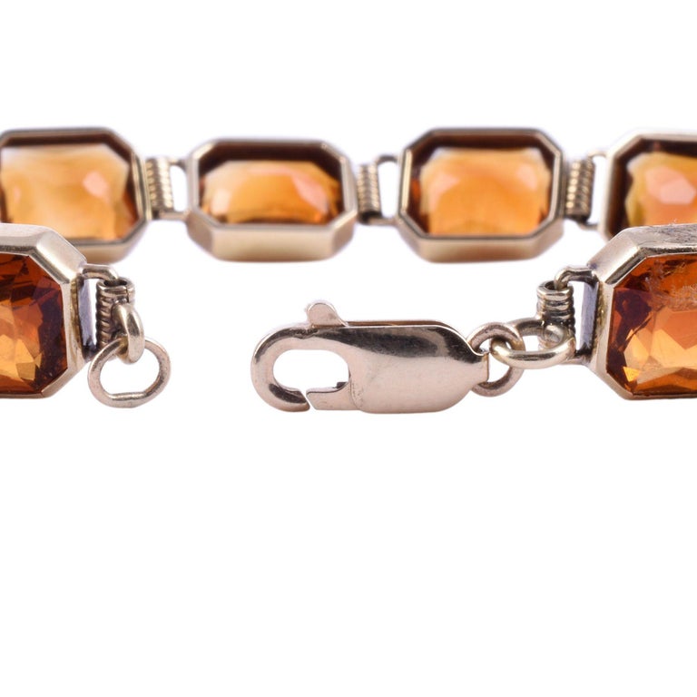 Vintage Bezel Set Citrine Bracelet For Sale at 1stDibs