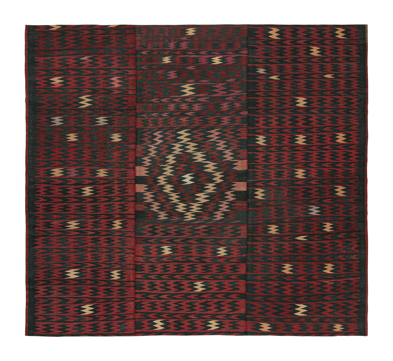 Vintage Persian Kilim in Black and Red with Geometric Patterns For Sale ...