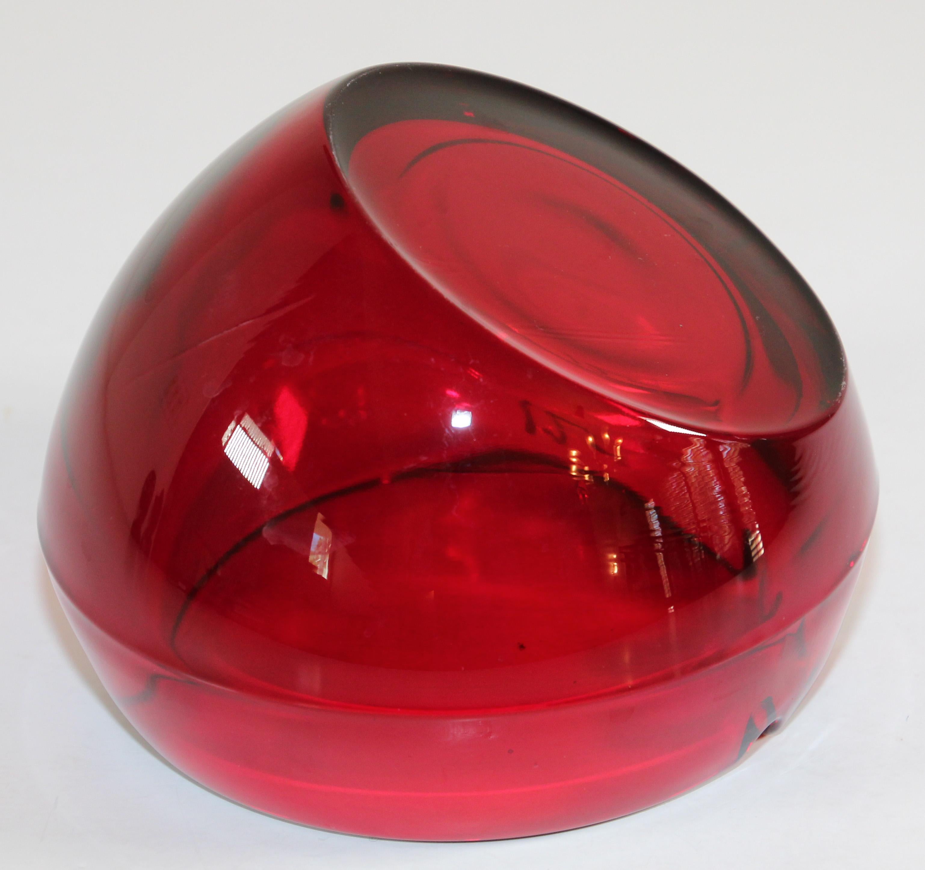 Vintage Big Ashtray Orb in Ruby by Viking Art Glass at 1stDibs | viking ...