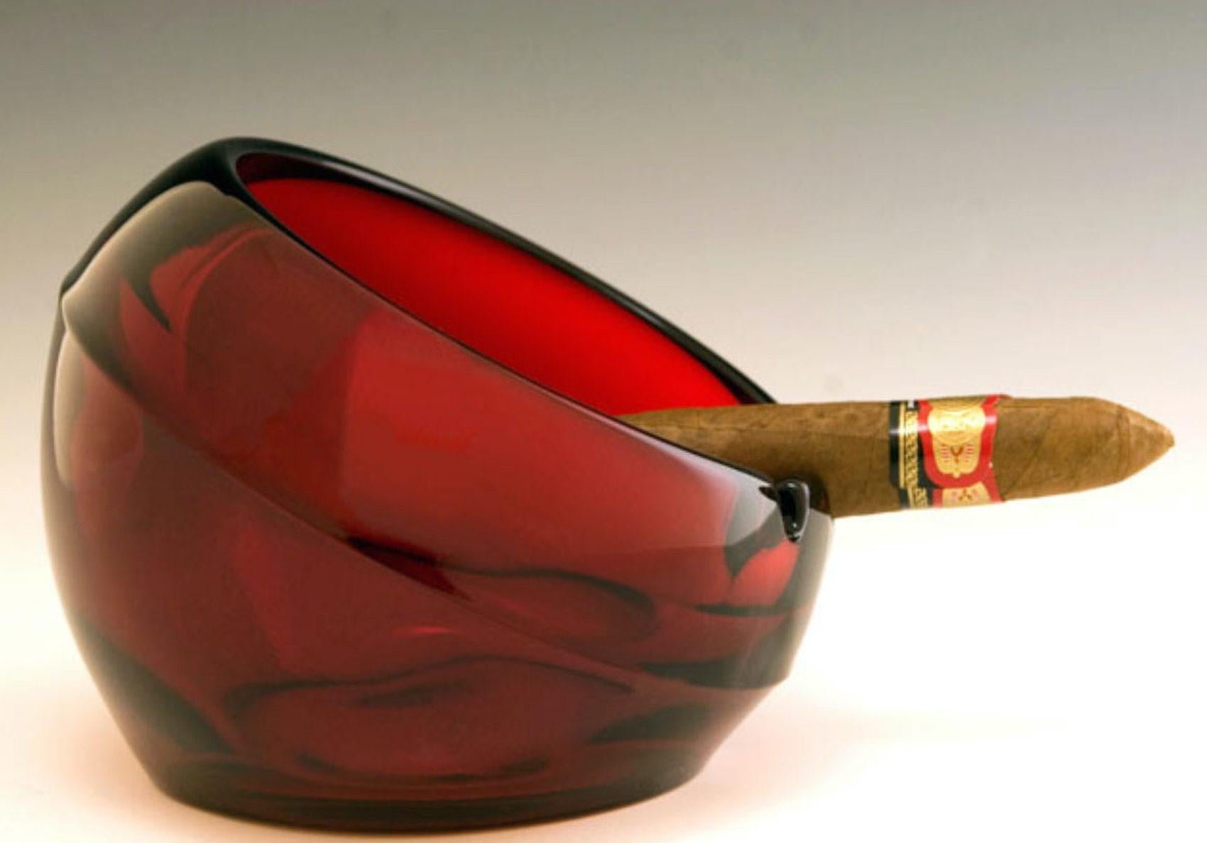 Vintage Big Ashtray Orb in Ruby by Viking Art Glass at 1stDibs | viking ...