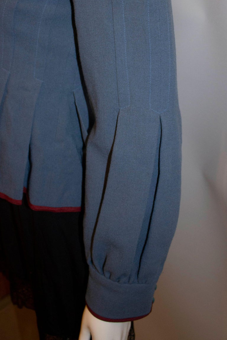 Vintage Bill Gibb Dove Grey Wool Jacket with Red Trim at 1stDibs