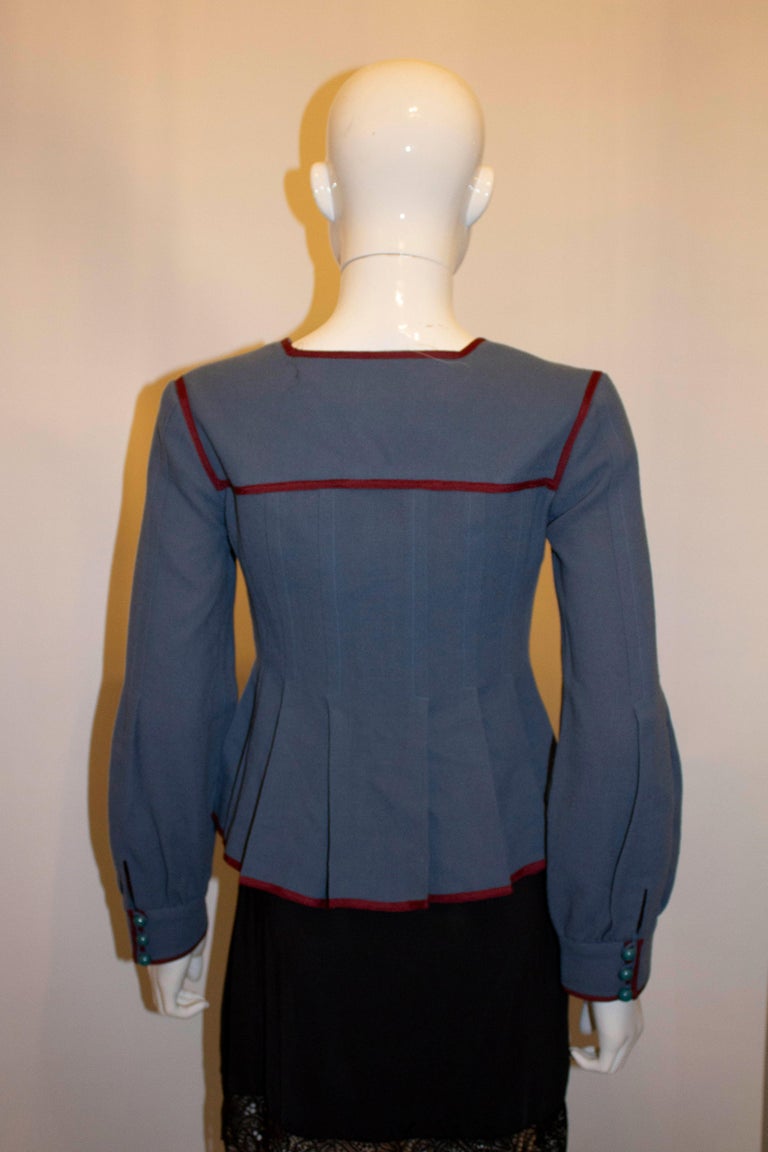 Vintage Bill Gibb Dove Grey Wool Jacket with Red Trim at 1stDibs
