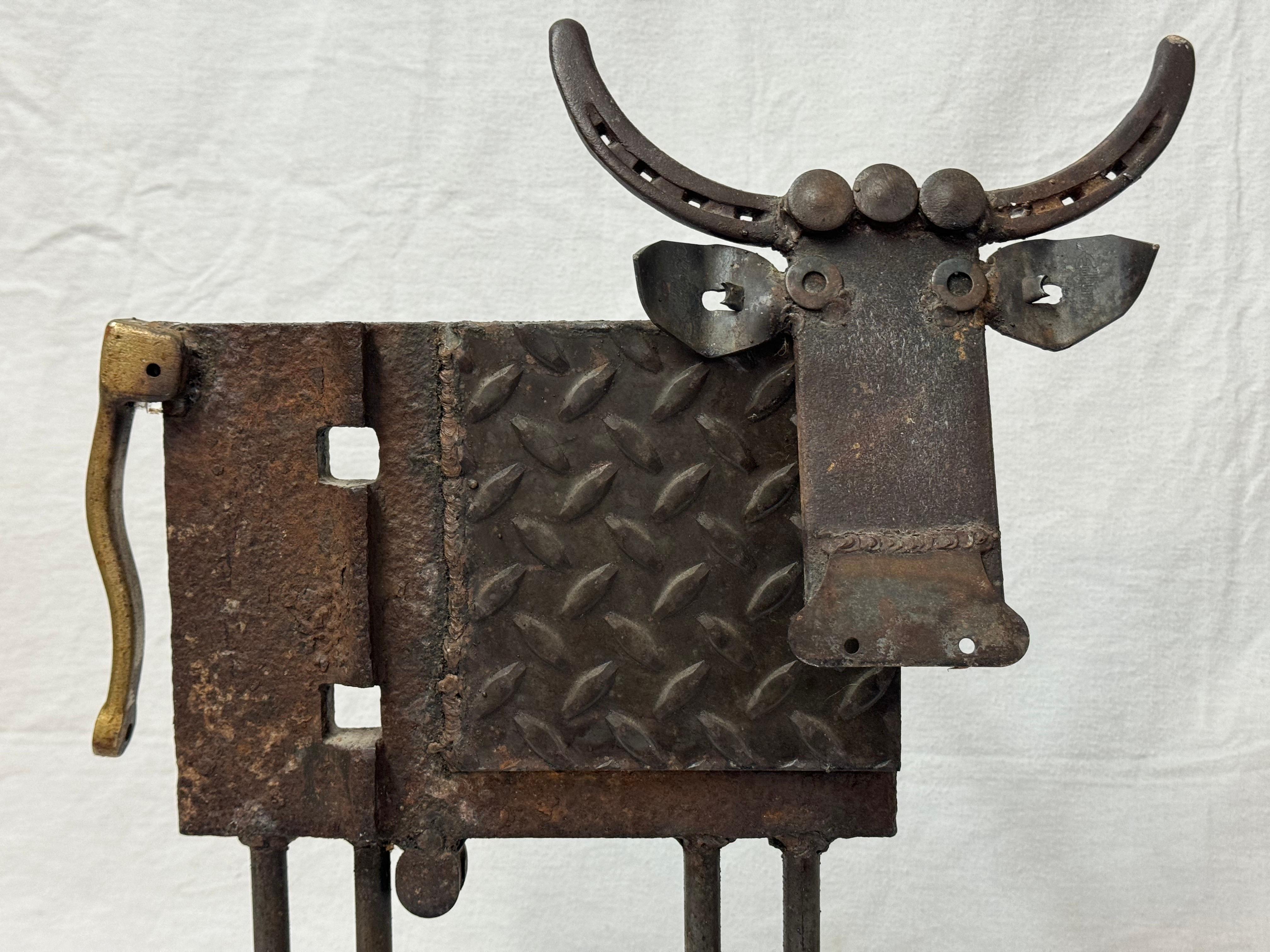 Vintage Bill Heise Metal Bull Sculpture For Sale at 1stDibs