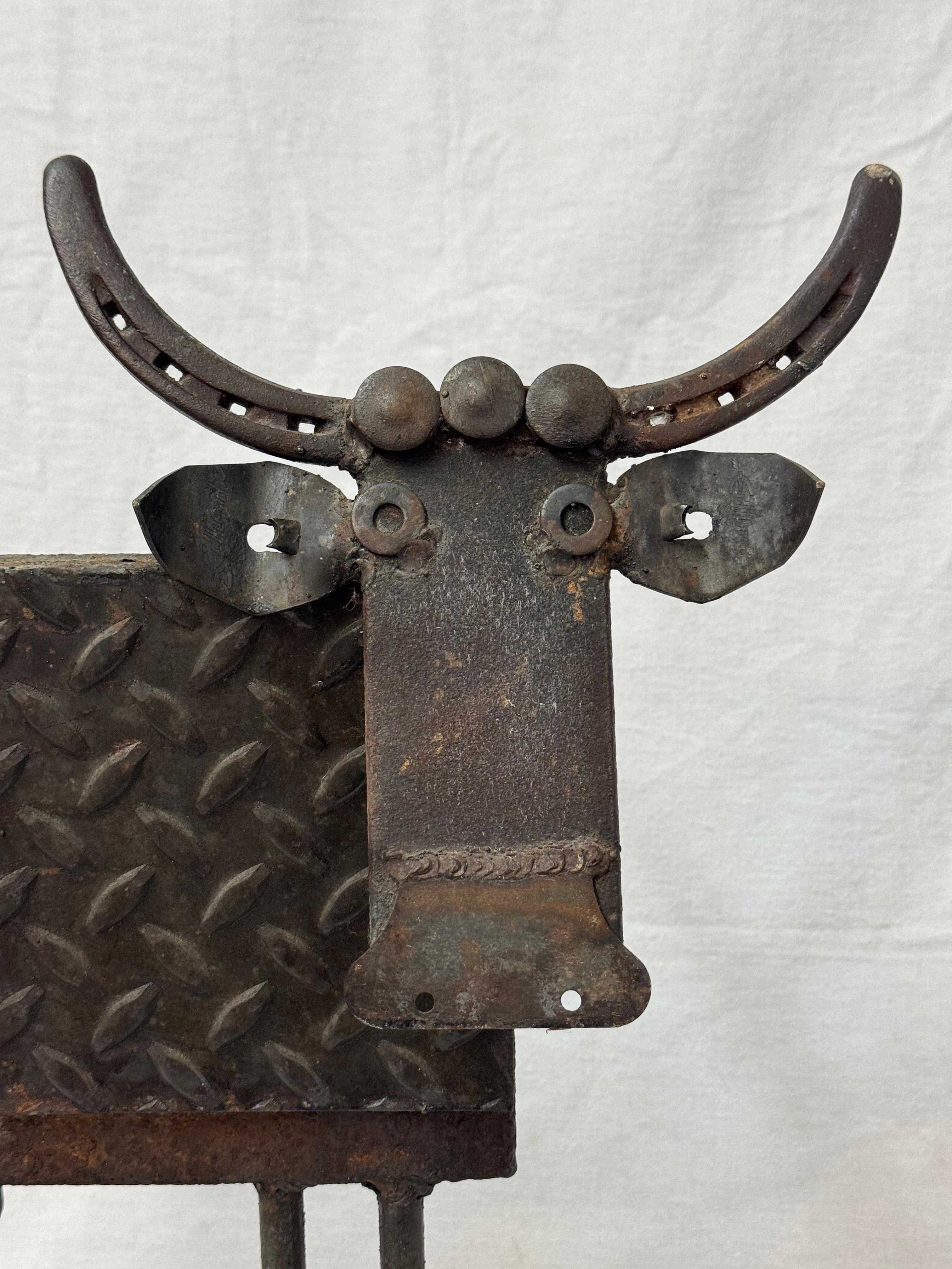 Vintage Bill Heise Metal Bull Sculpture For Sale at 1stDibs
