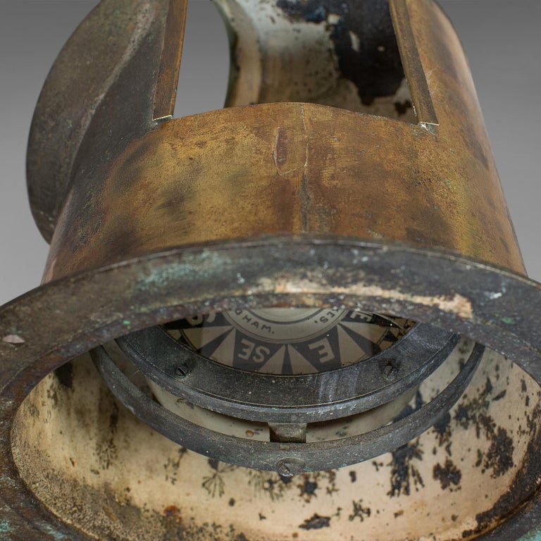 Vintage Binnacle Compass, English, Brass, Maritime, Navigation ...