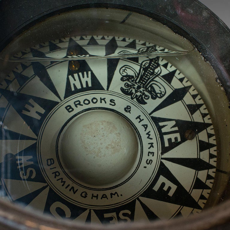 Vintage Binnacle Compass, English, Brass, Maritime, Navigation ...