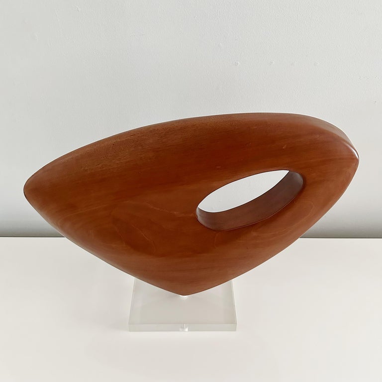 Vintage Biomorphic Abstract Wood Sculpture on Lucite Base For Sale at ...