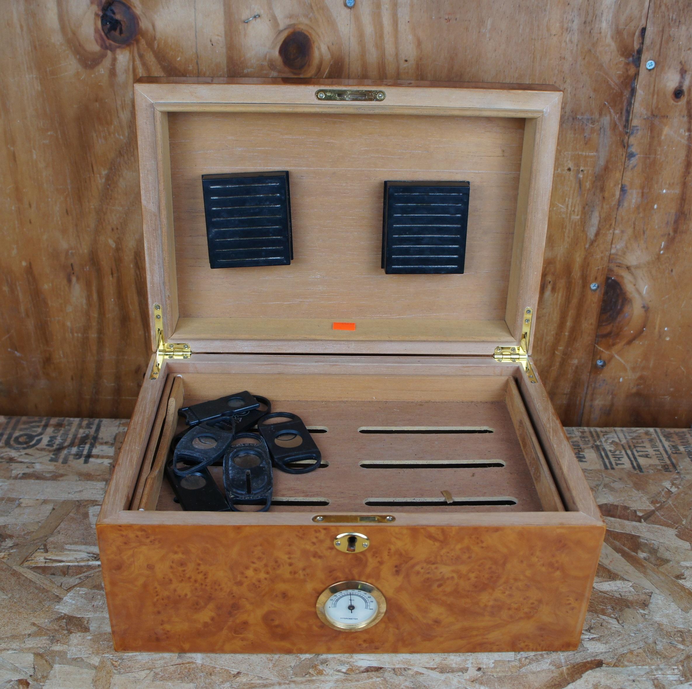 Vintage Birdseye Maple Cedar Lined Cigar Tobacco Storage Humidor Box ...