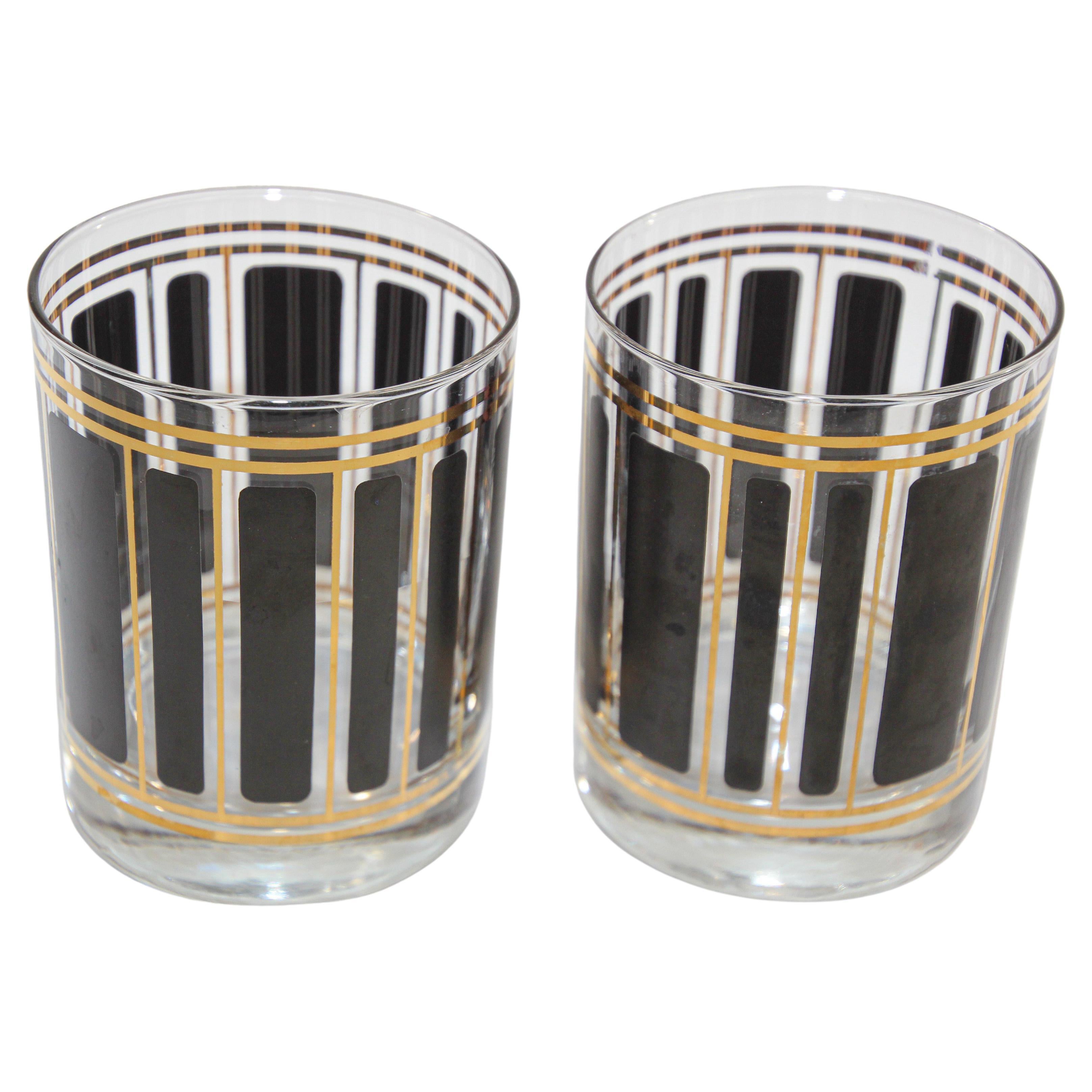 Vintage Gold Greek Key Glasses, Set of Seven at 1stDibs