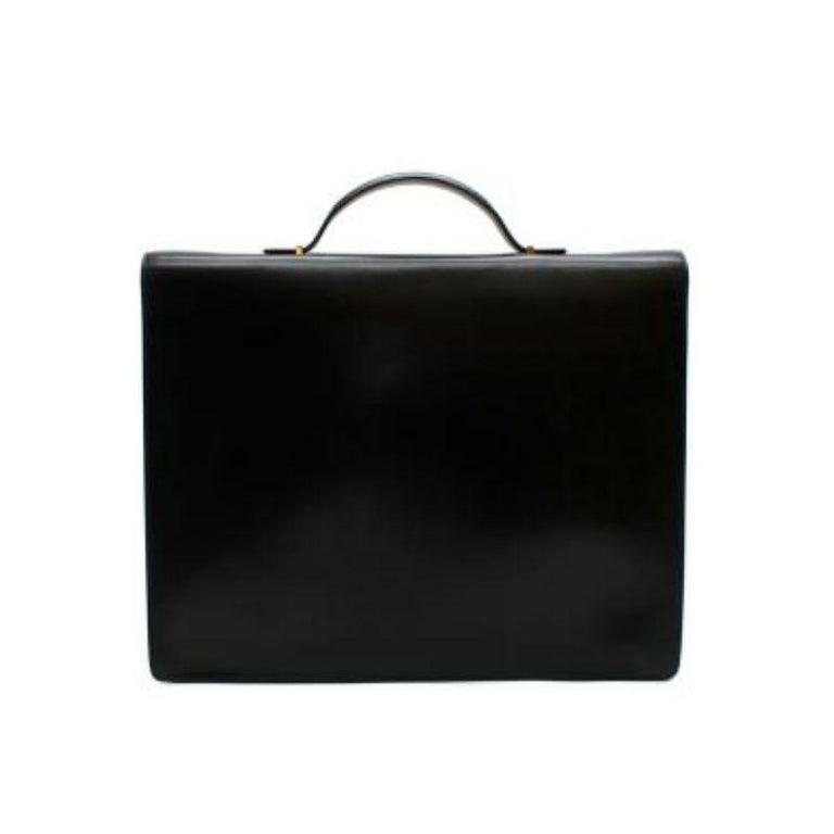 vintage black Box Calf leather business bag For Sale at 1stDibs