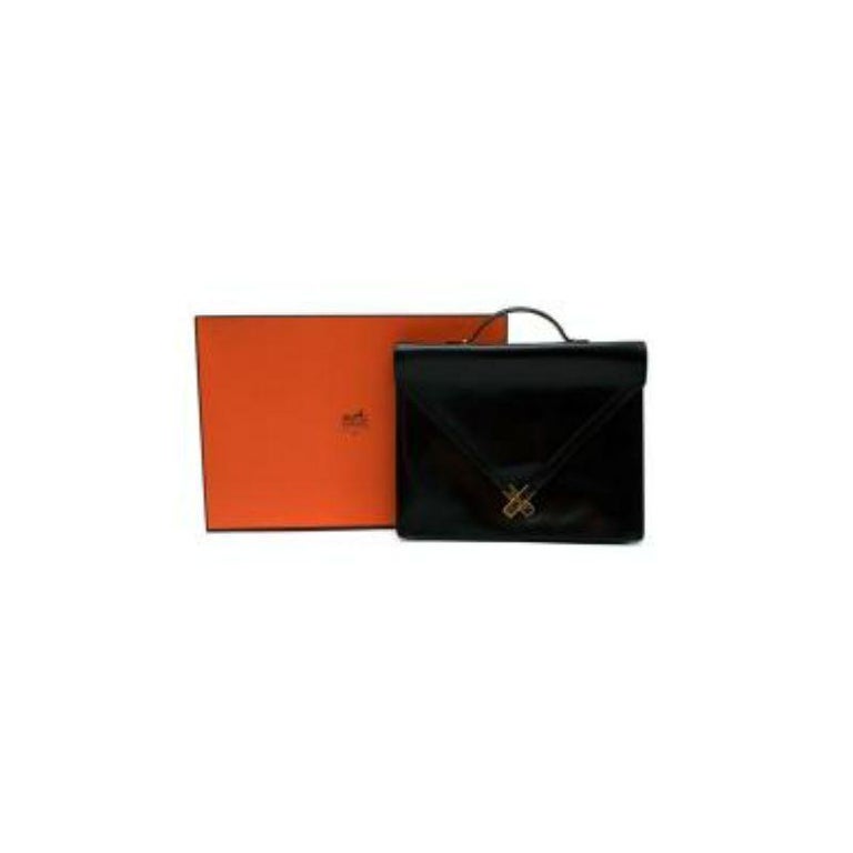 vintage black Box Calf leather business bag For Sale at 1stDibs
