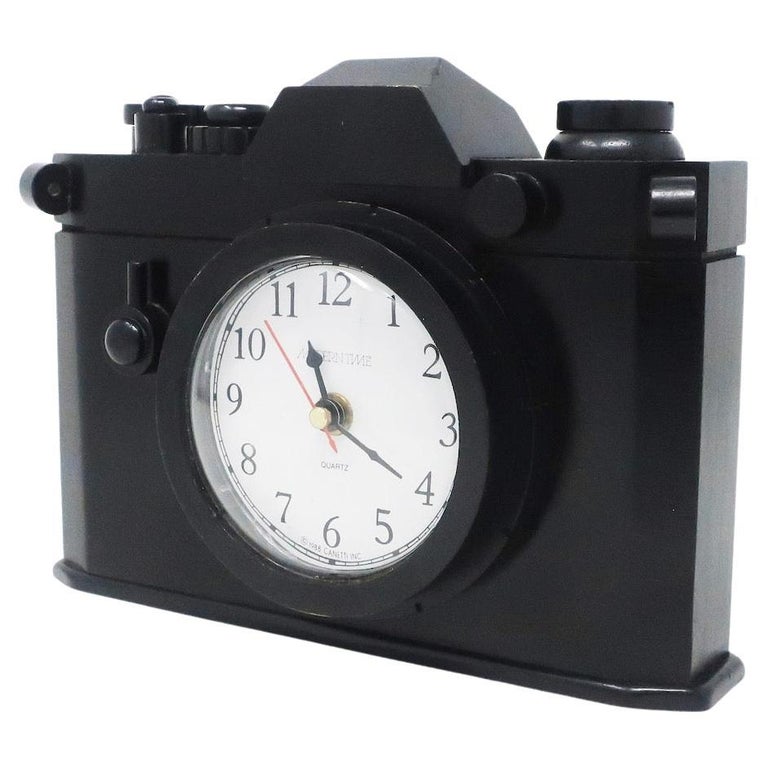 Vintage Black Canetti Camera Clock For Sale at 1stDibs