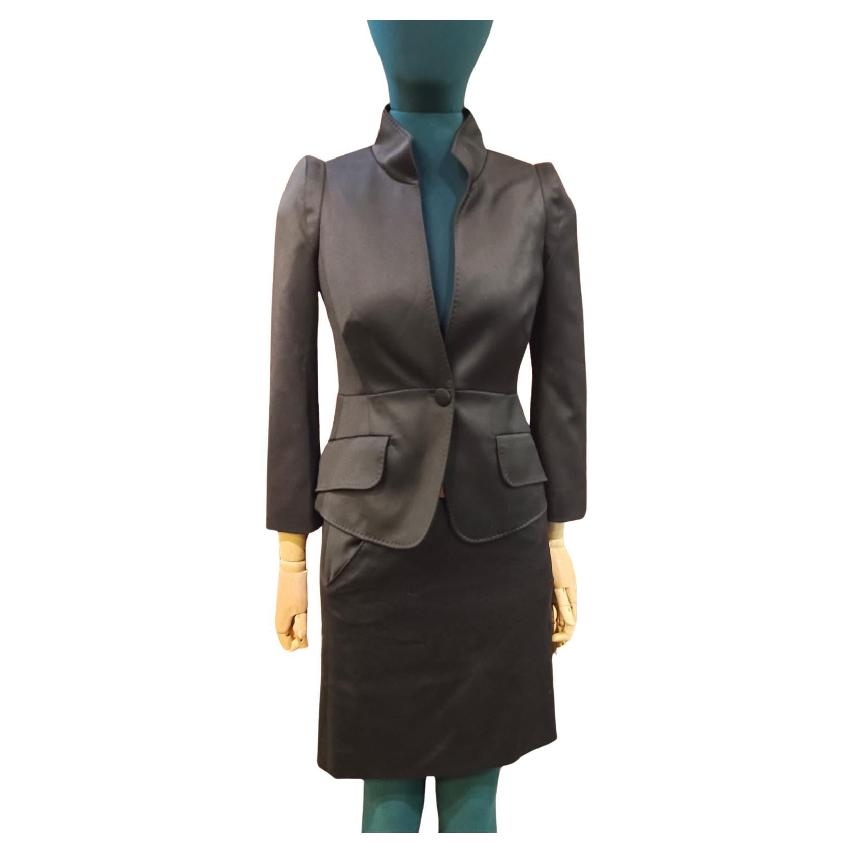 Vintage Black Celine Belted Suit Set For Sale at 1stDibs