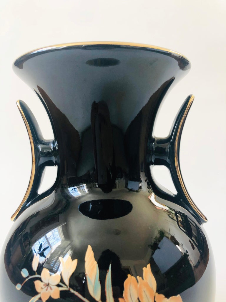 Vintage Black Ceramic Botanic Vase at 1stDibs | black vintage vase ...