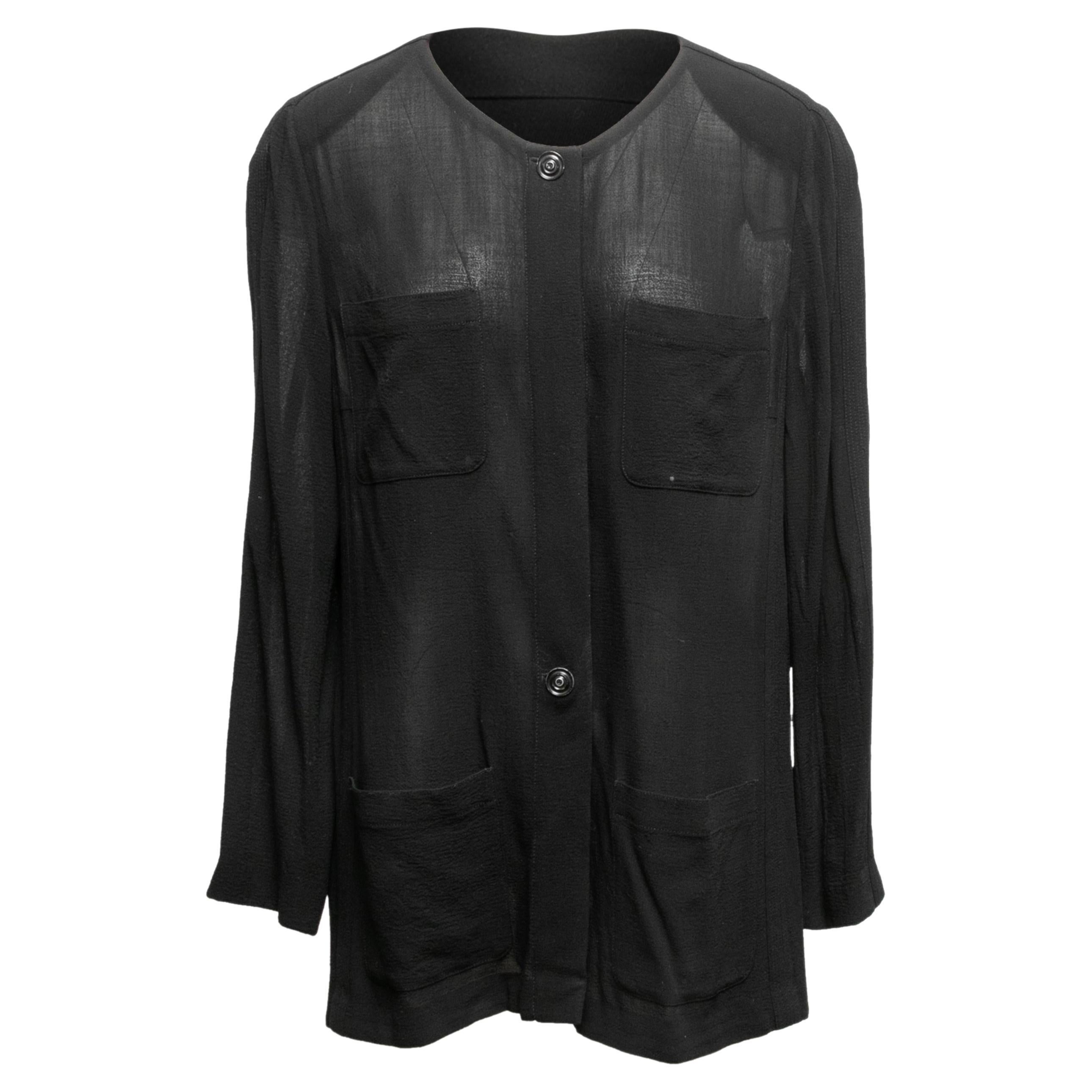 Vintage Black Chanel Spring/Summer 1999 Lightweight Wool Jacket Size FR ...