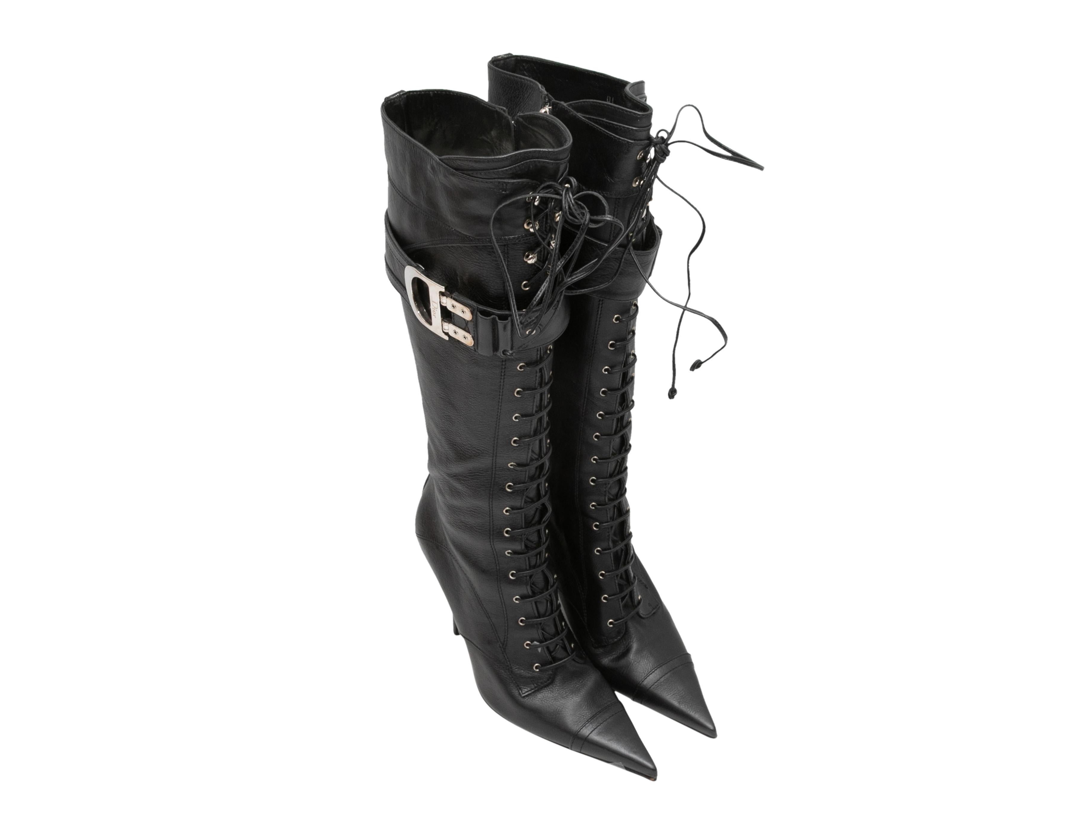 Vintage Black Christian Dior Fall/Winter 2000 Lace-Up Boots Size 40 For ...