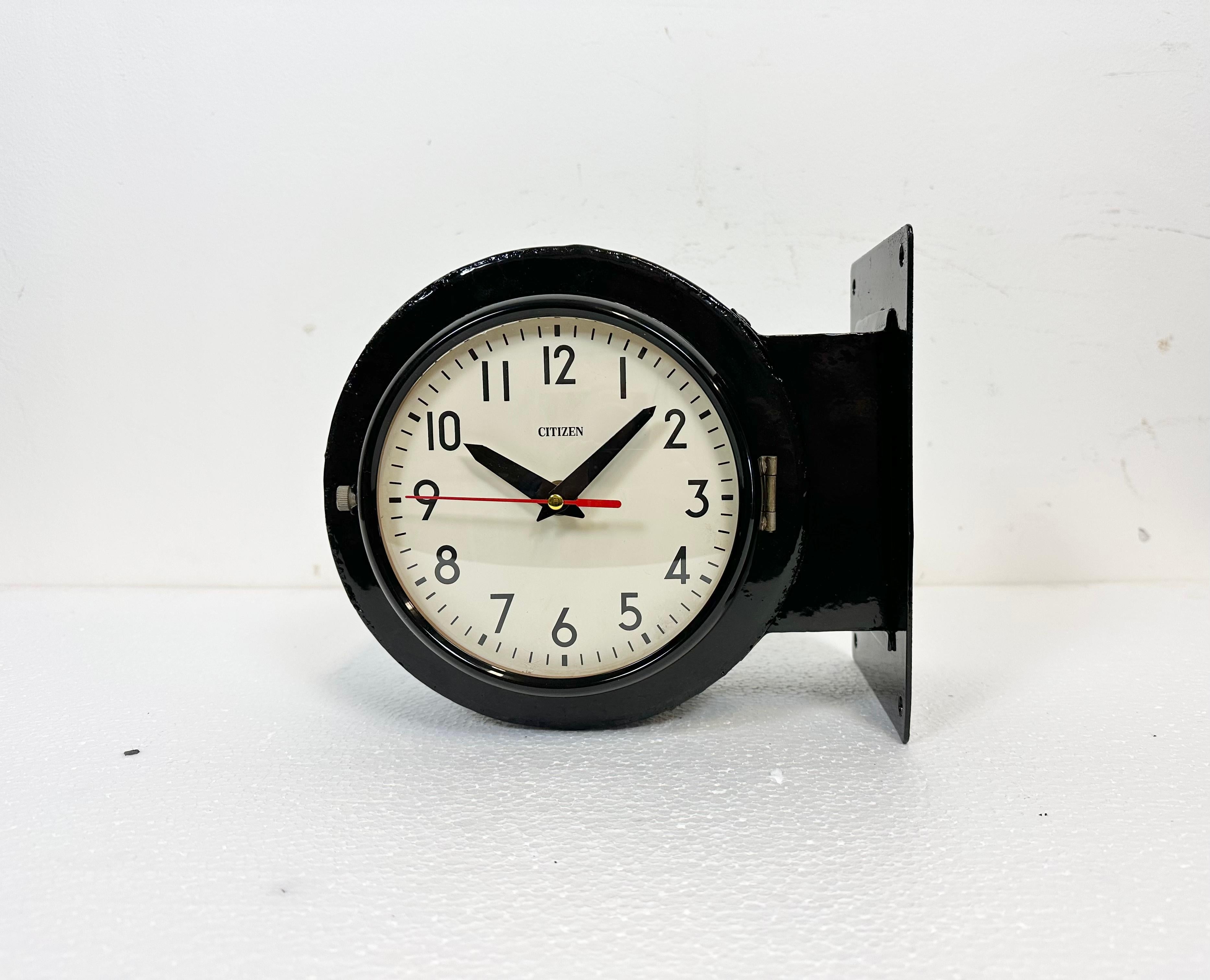 Vintage Black Citizen Double-Sided Navy Wall Clock, 1980s at 1stDibs