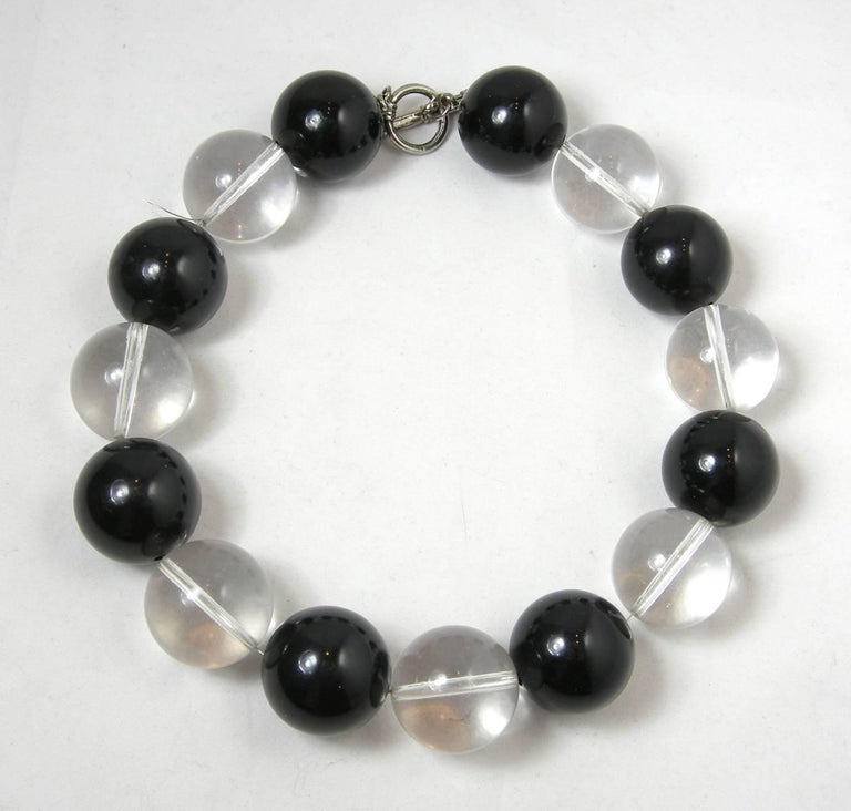 Vintage Black Clear Lucite Ball Necklace For Sale at 1stDibs | clear ...
