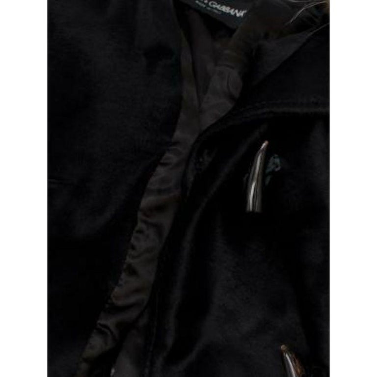 Vintage Black Fur Trimmed Calf Hair Coat For Sale at 1stDibs