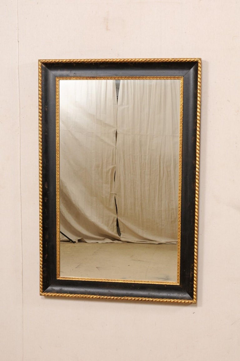 Vintage Black and Gold Rectangular Mirror For Sale at 1stDibs