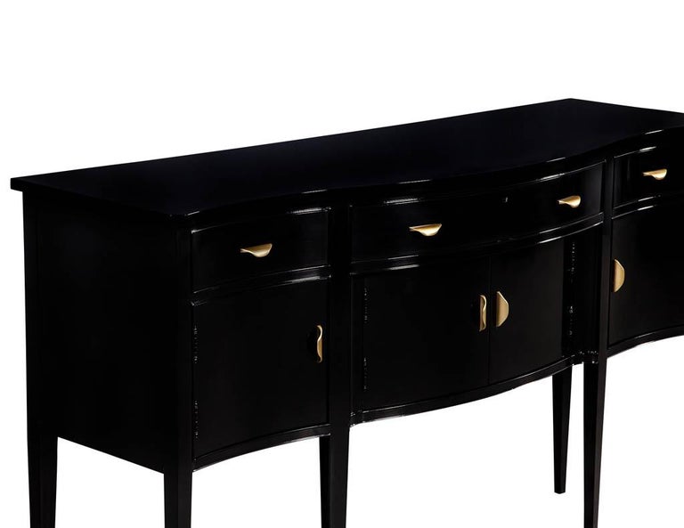 Vintage Black High Gloss Sideboard Buffet by Hickory Chair Co at ...