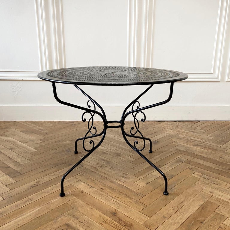 Vintage Black Iron French Patio Outdoor Table and Chairs at 1stDibs