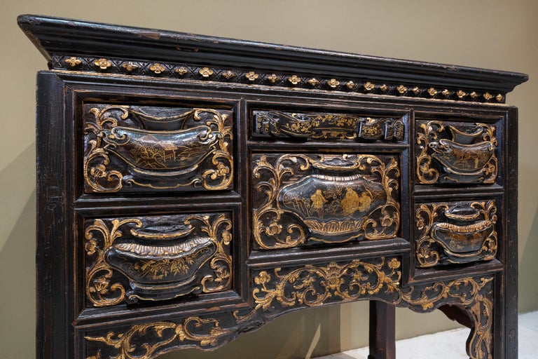 Vintage Black Lacquered Dresser from Chaozhou, China For Sale at 1stDibs