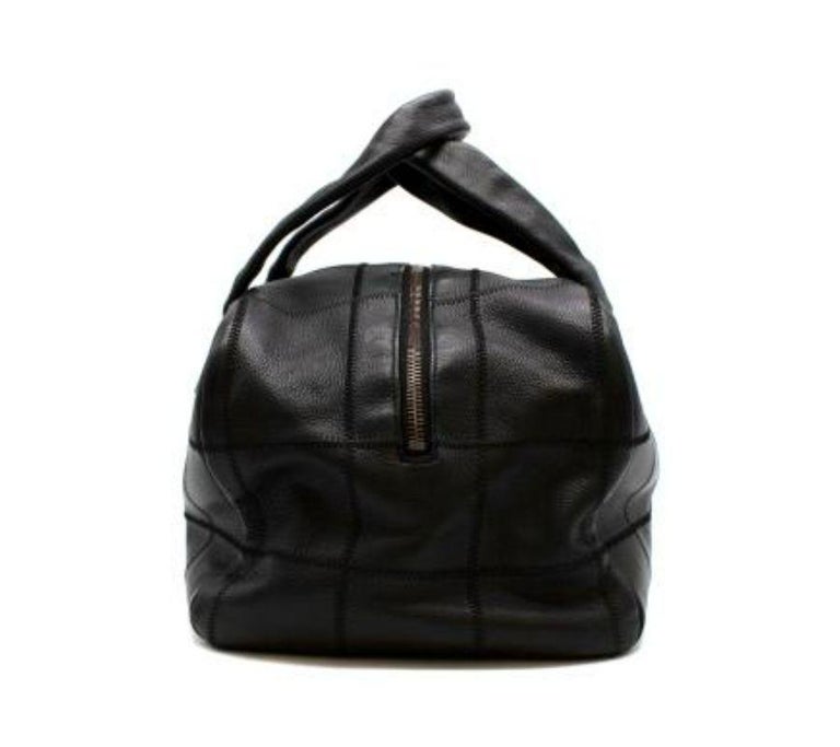 Vintage black leather chocolate bar Boston bag For Sale at 1stDibs