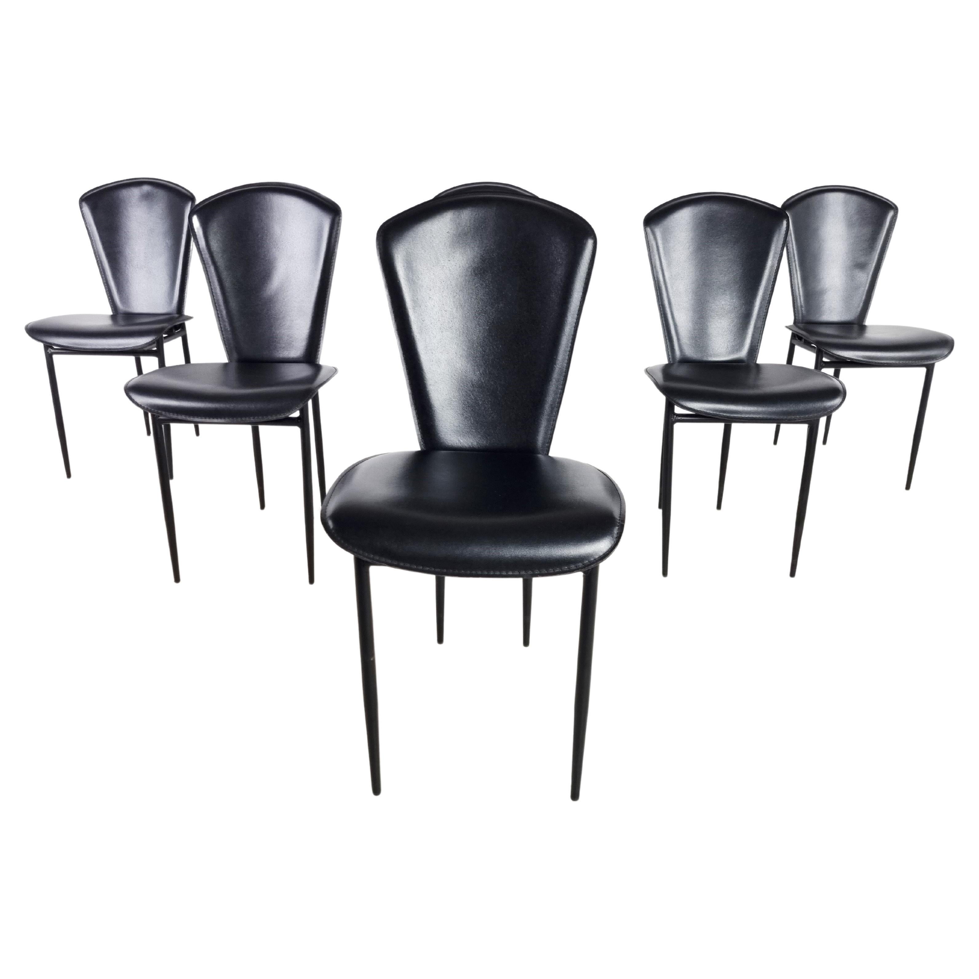 Vintage Leather Dining Chairs, 1980s at 1stDibs