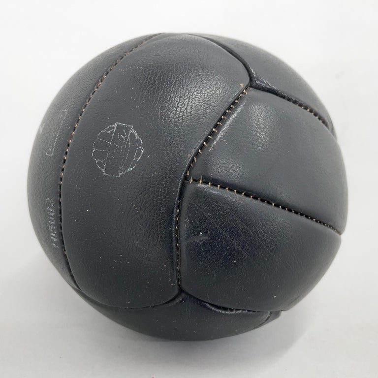 Vintage Black Leather Medicine Ball by Gala, 1930s For Sale at 1stDibs