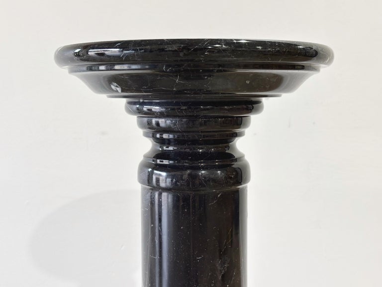 Vintage Black Marble Pedestal, Nero Marquina, Organic Neo-Classical ...