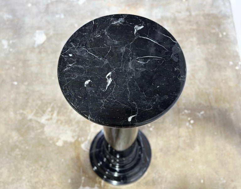 Vintage Black Marble Pedestal, Nero Marquina, Organic Neo-Classical ...